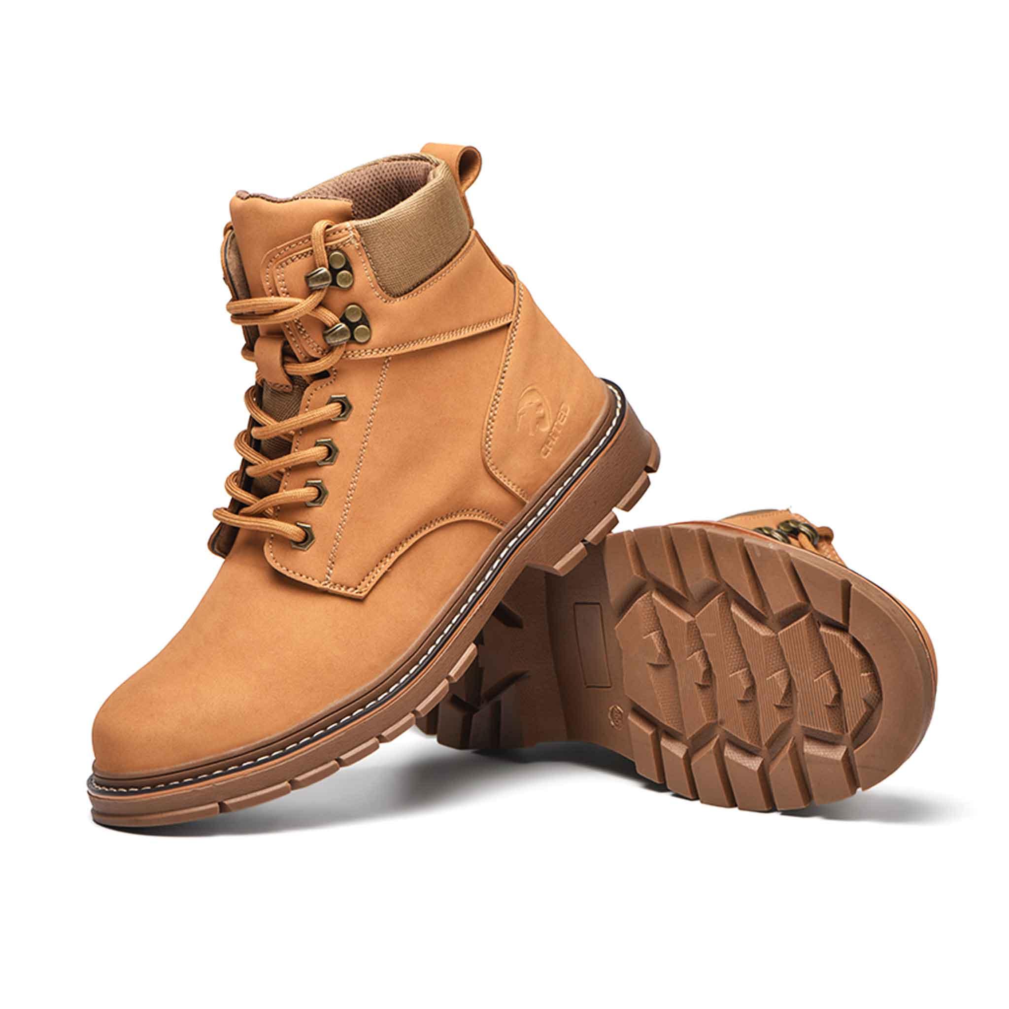 Men's Steel Toe Yellow Work Boots Lace-up Style - USINE PRO | B243