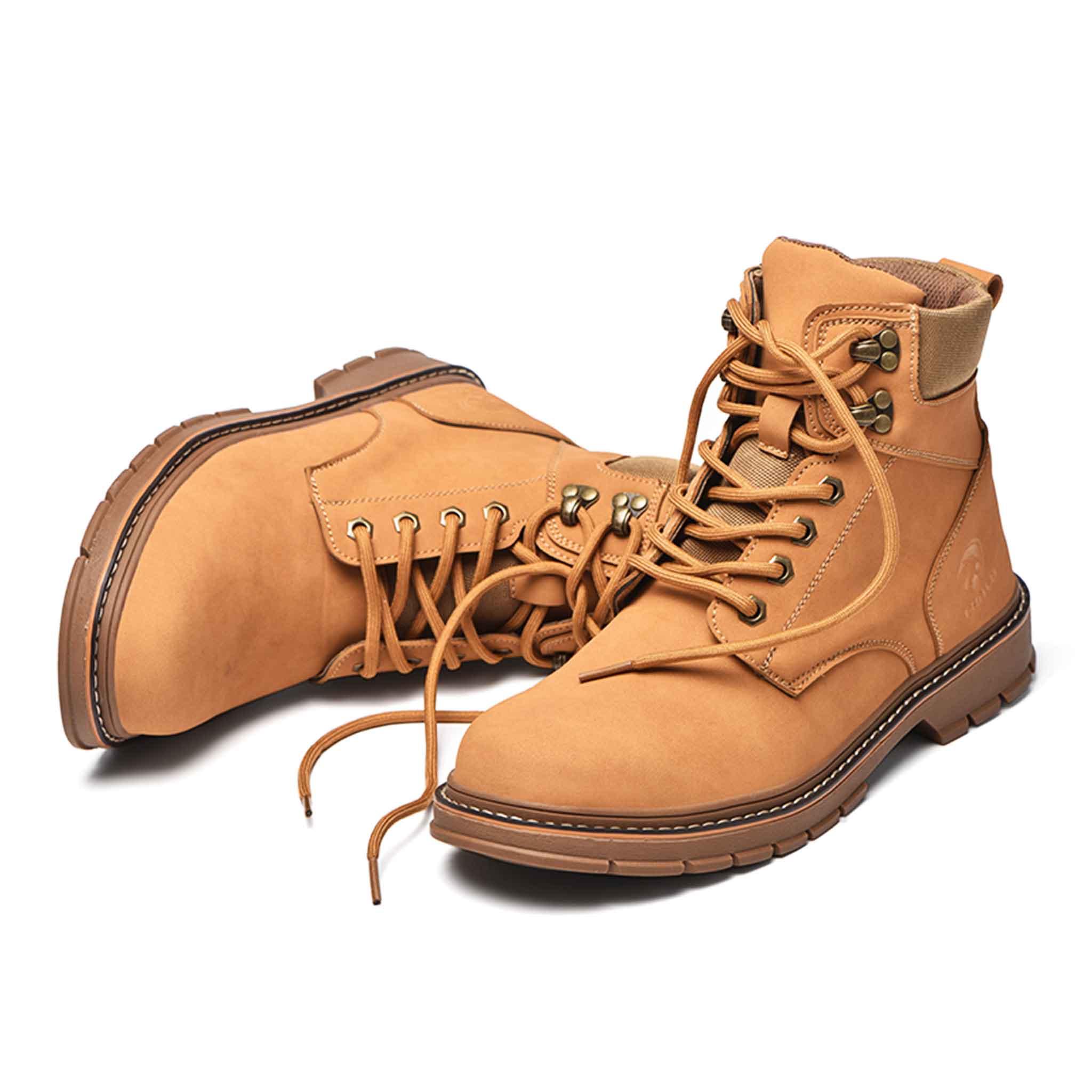 Men's Steel Toe Yellow Work Boots Lace-up Style - USINE PRO | B243